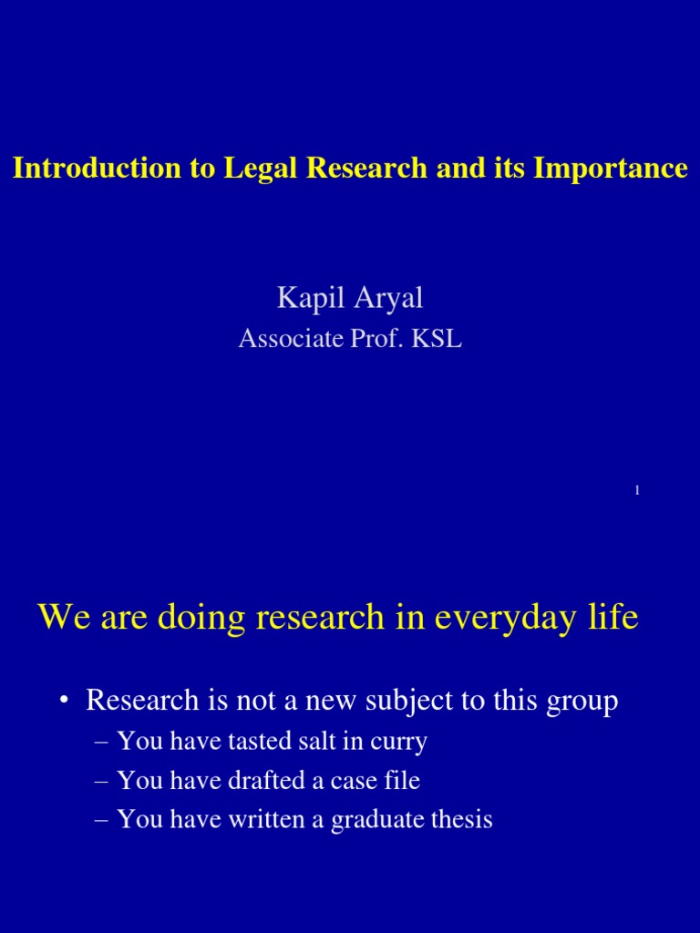 Introduction To Legal Research and Its Importance | PDF | Precedent ...