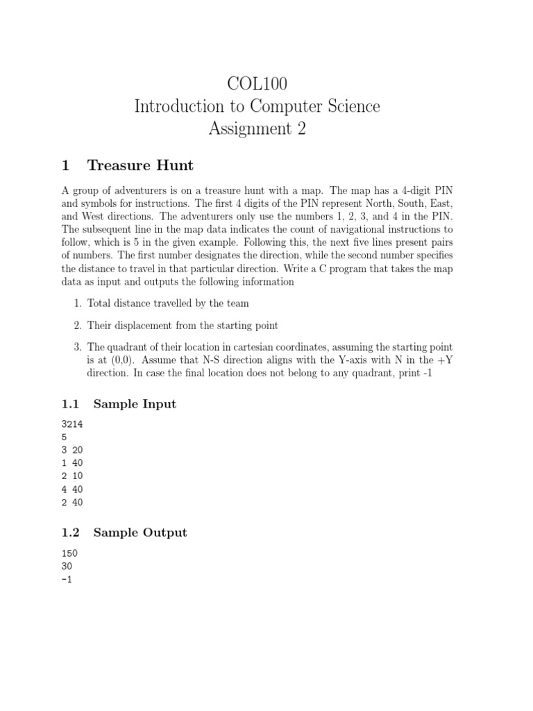 COL 100 Assignment 2 | PDF | Cartesian Coordinate System | Mathematics