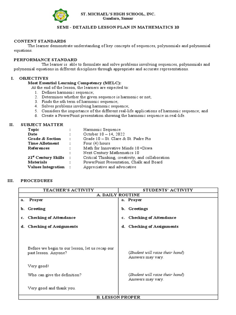 DLP-M10 (Harmonic Sequence) | Download Free PDF | Mathematics | Learning