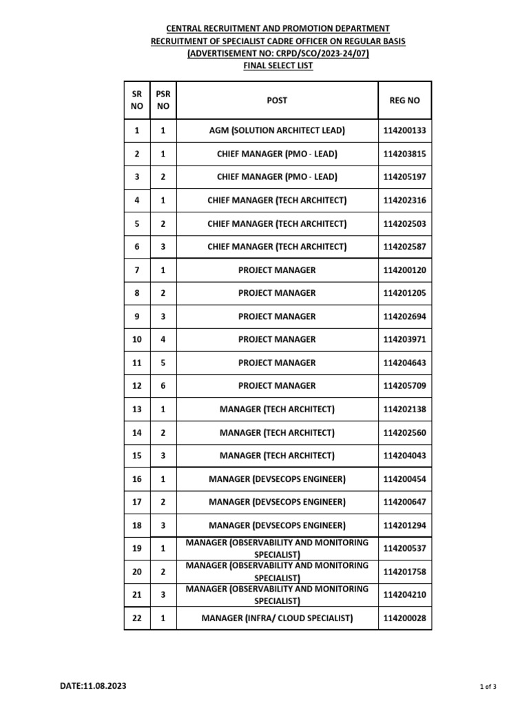 140823-Sco 7 Select List | PDF