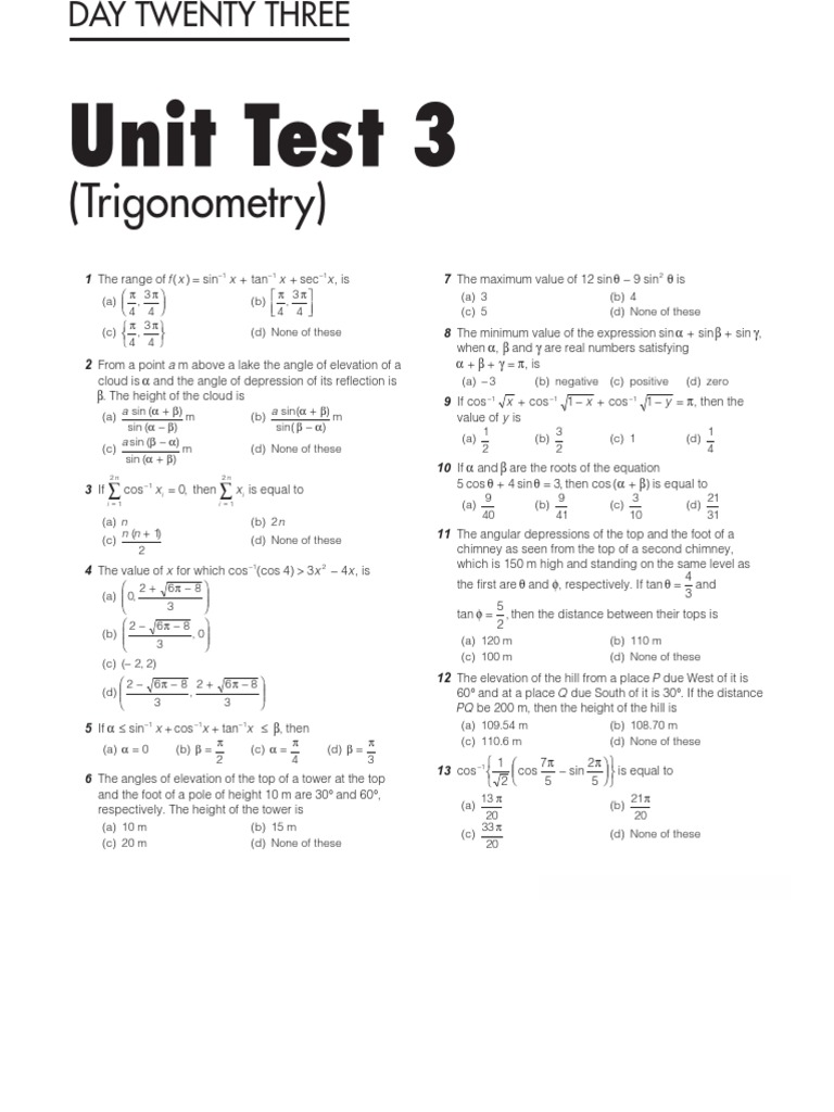 Test On Trigonometric | PDF | Angle | Trigonometry
