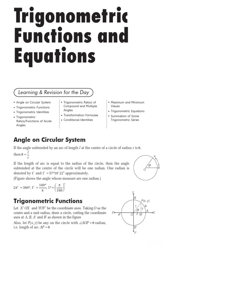 Trigonometry Essentials for Students | PDF | Trigonometric Functions | Circle