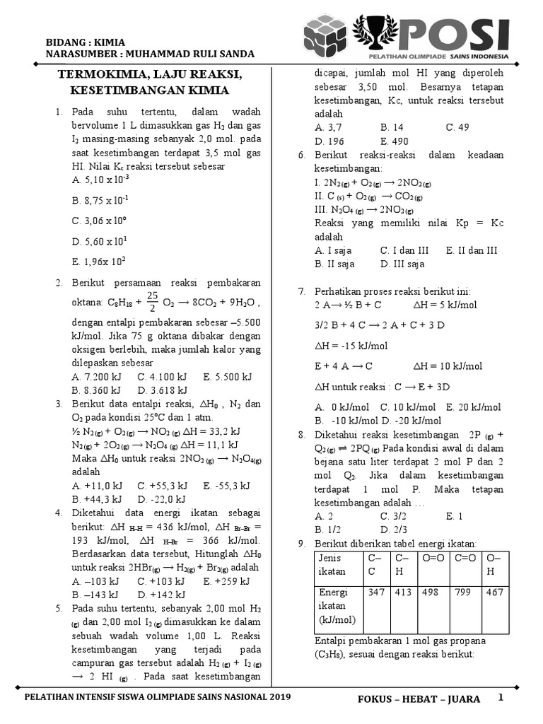 Termokimia, Laju Reaksi, Kesetimbangan Kimia | PDF