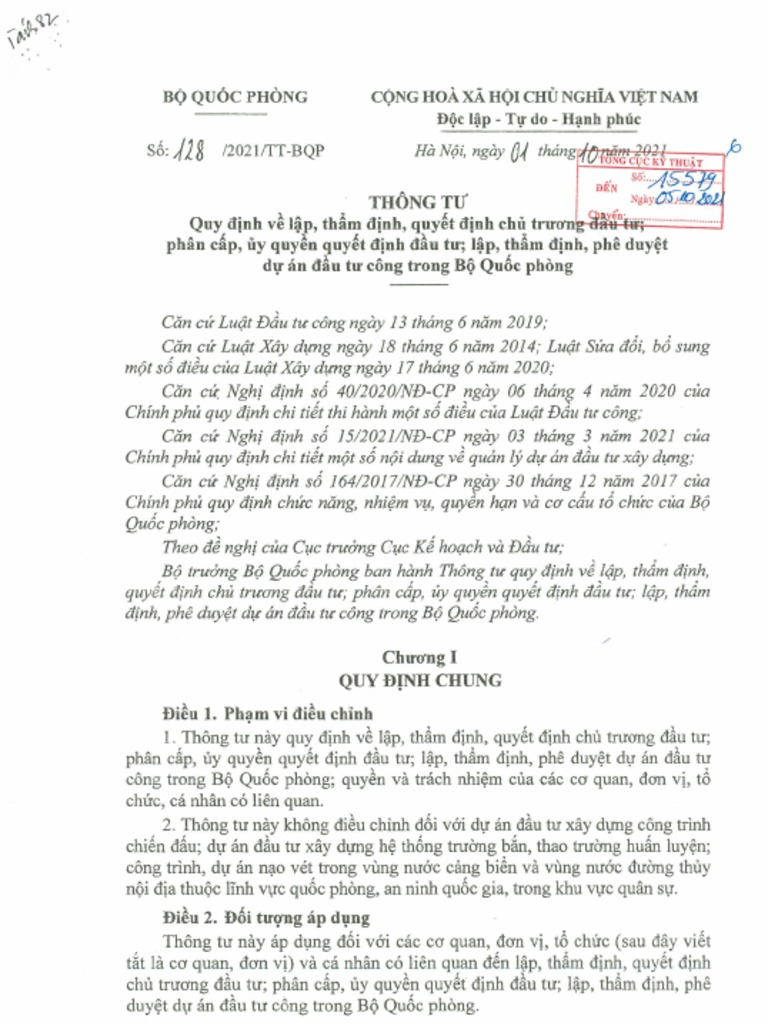 GXD - VN 128 2021 TT BQP Quan Ly Du An | PDF