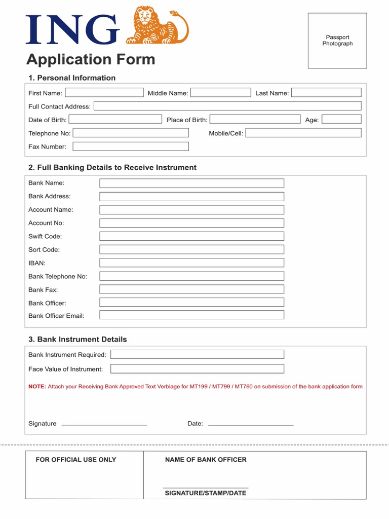 Ing Application - Form | PDF