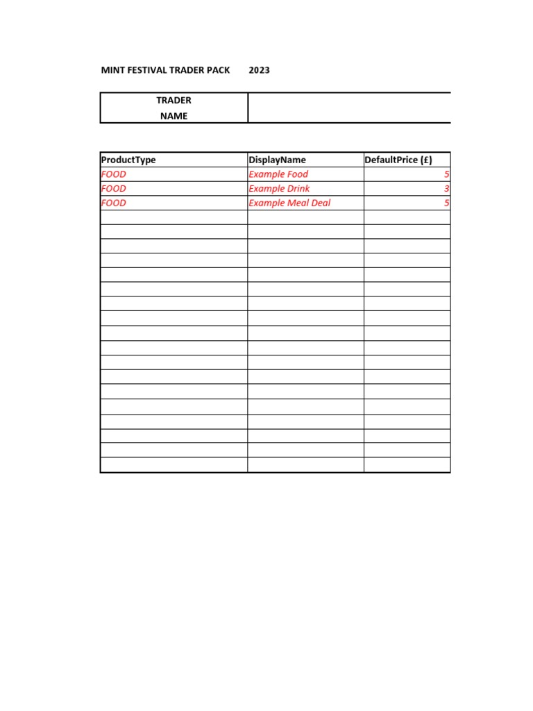 Mint Festival Trader Form 2023 | PDF