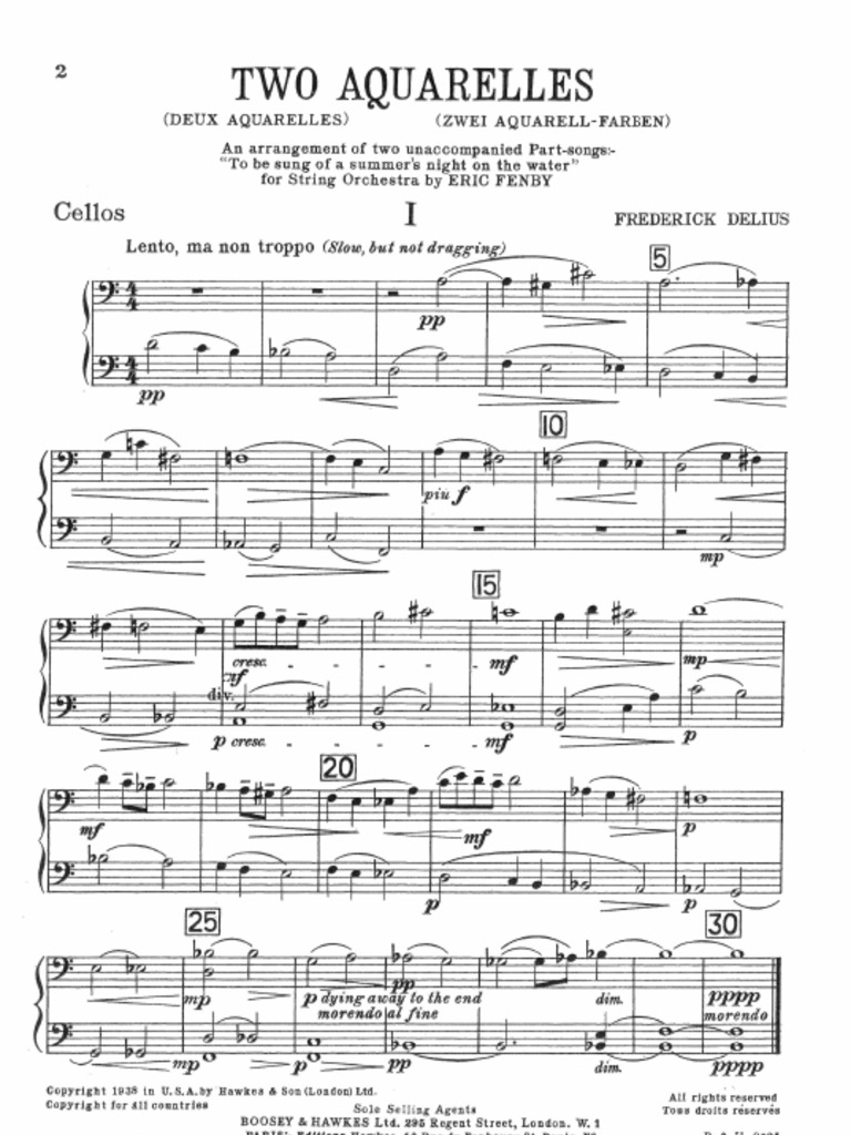 D VC Delius - Two Aquarelles | PDF | Classical Music