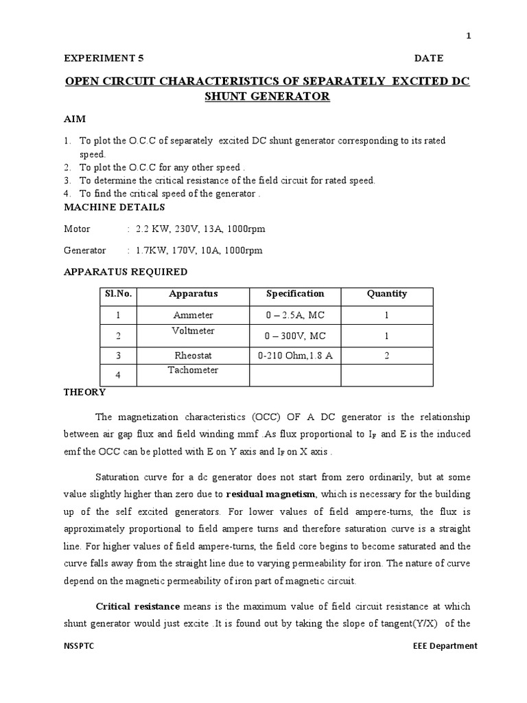 DCM Lab Exp 5 | PDF | Voltage | Electric Generator DCM Lab Exp 5 | PDF | Voltage | Electric Generator