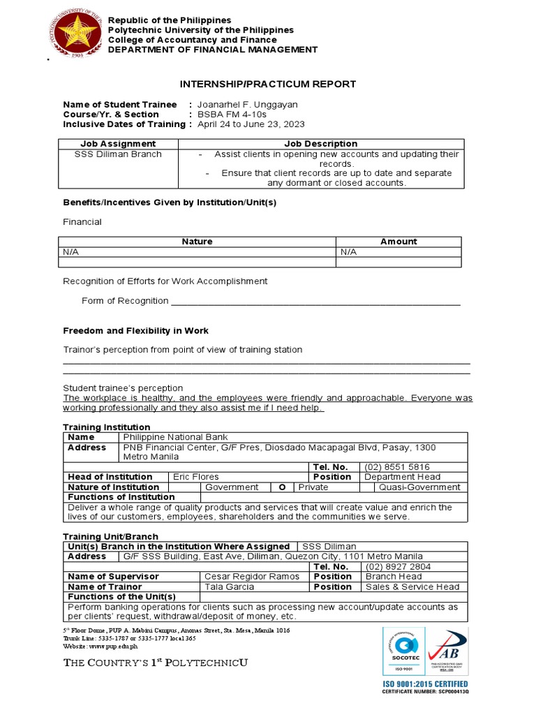 Practicum Report | PDF