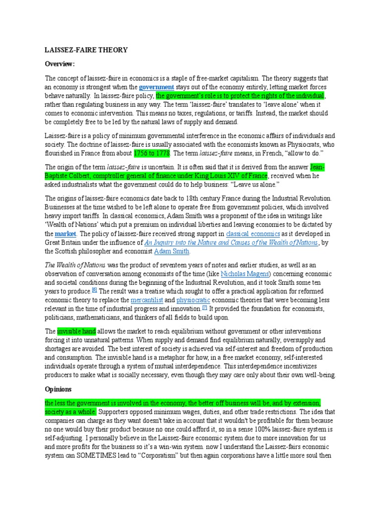 Laissez Faire Economy | PDF | Protectionism | Laissez Faire