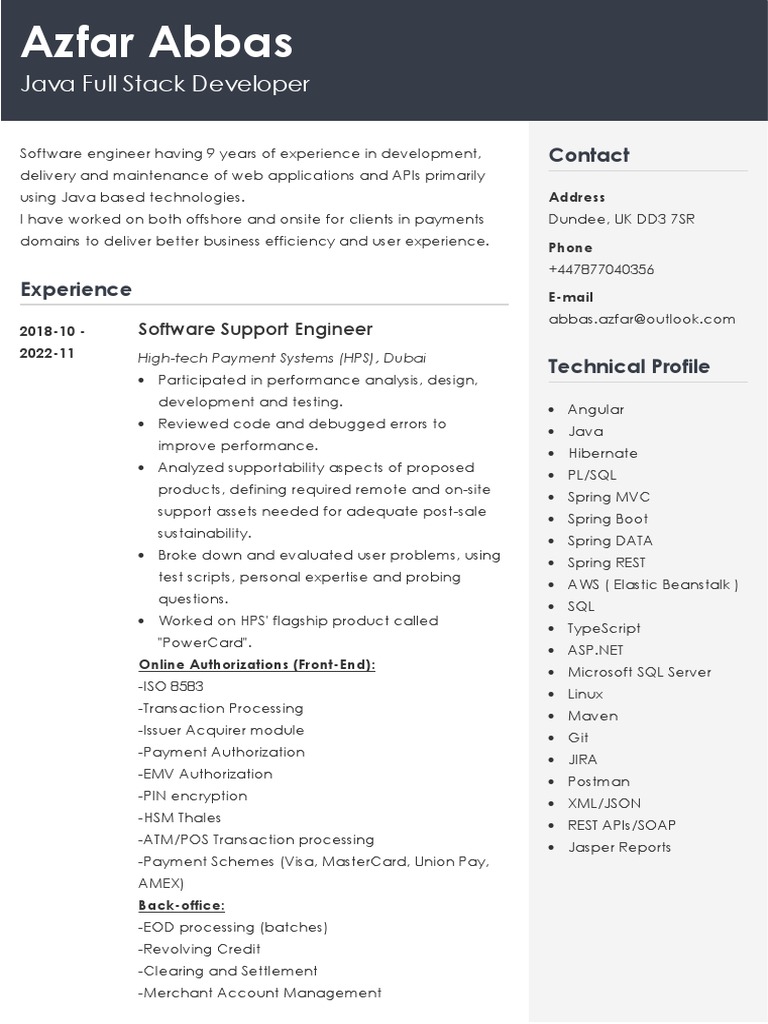 Azfar Abbas Resume | PDF | Point Of Sale | Application Software