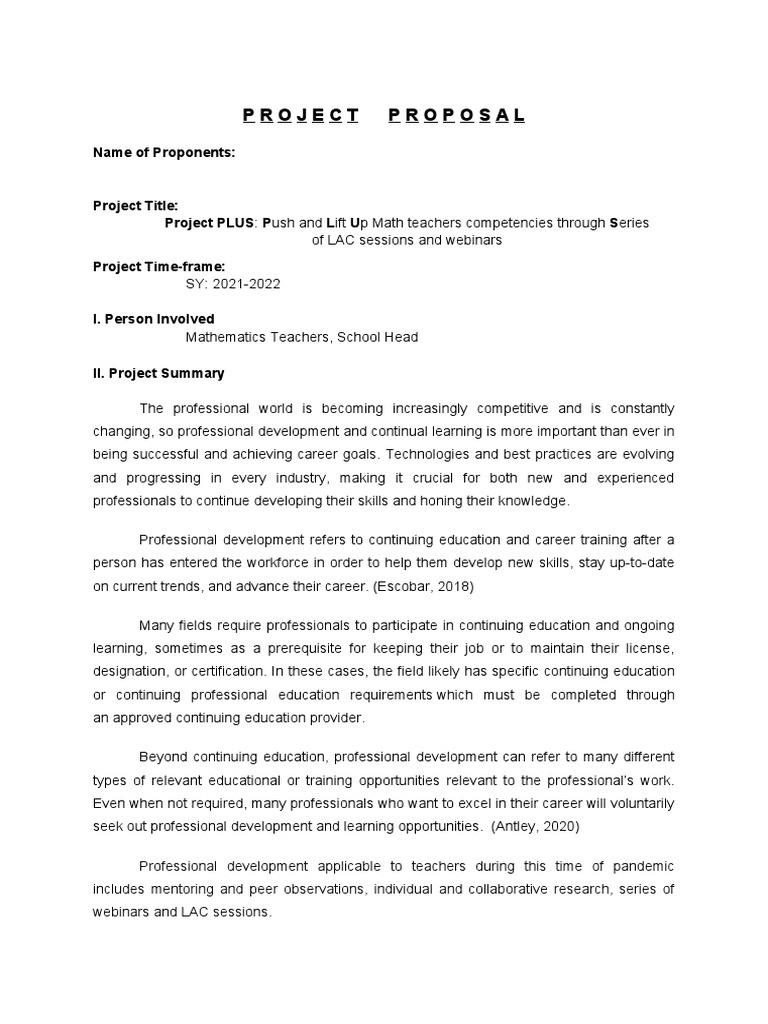 Project-PLUS - Proposal | PDF | Mathematics | Learning