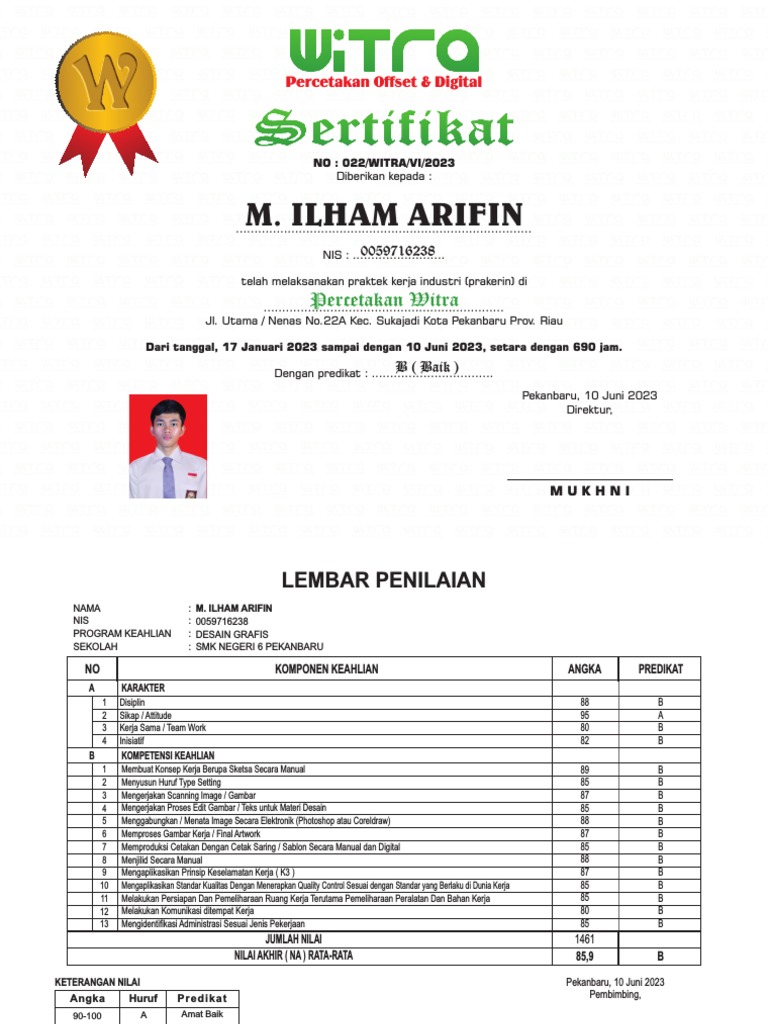 Sertifikat Magang SMK Desain Grafis | PDF
