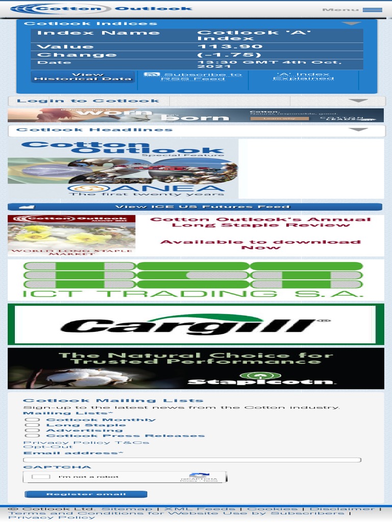 Cotlook Cotton Industry Updates & Indices | PDF