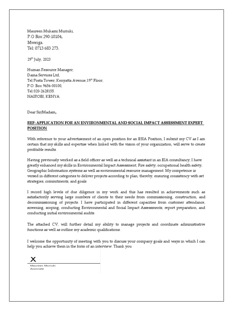 Maureen Mukami Cover Letter | PDF