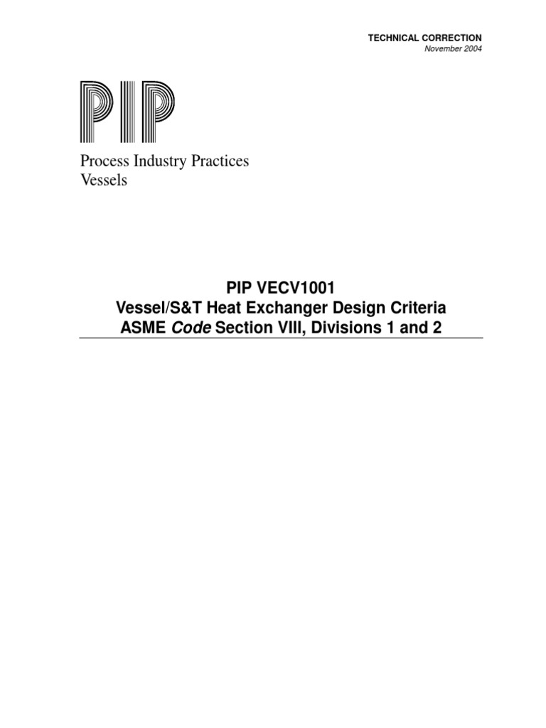 PIP-Vessel S and T Heat Exchanger Design Criteria ASME Code Section ...