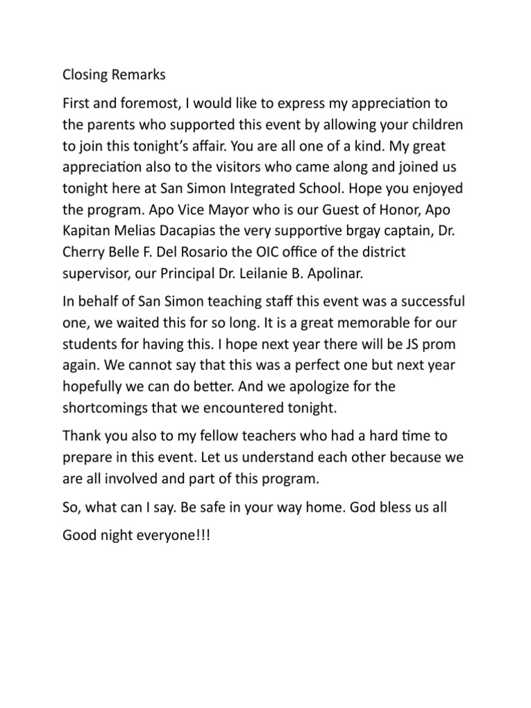 Closing Remarks | PDF