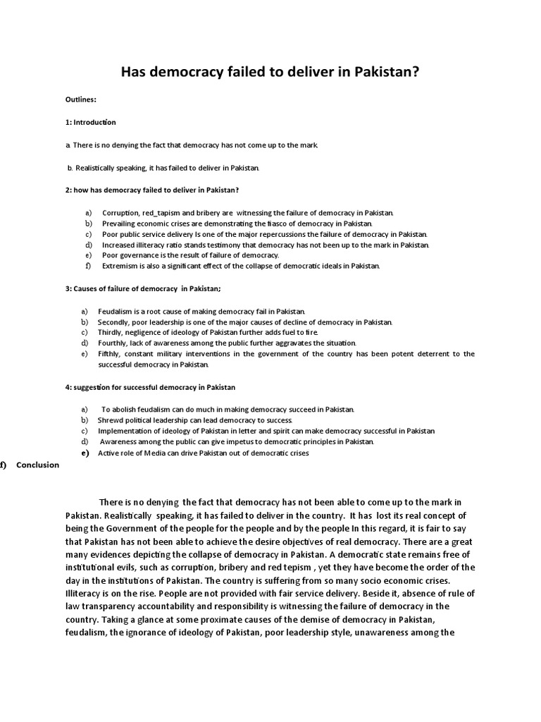 Democracy Has Failed in Pakistan | PDF | Democracy | Political Ideologies