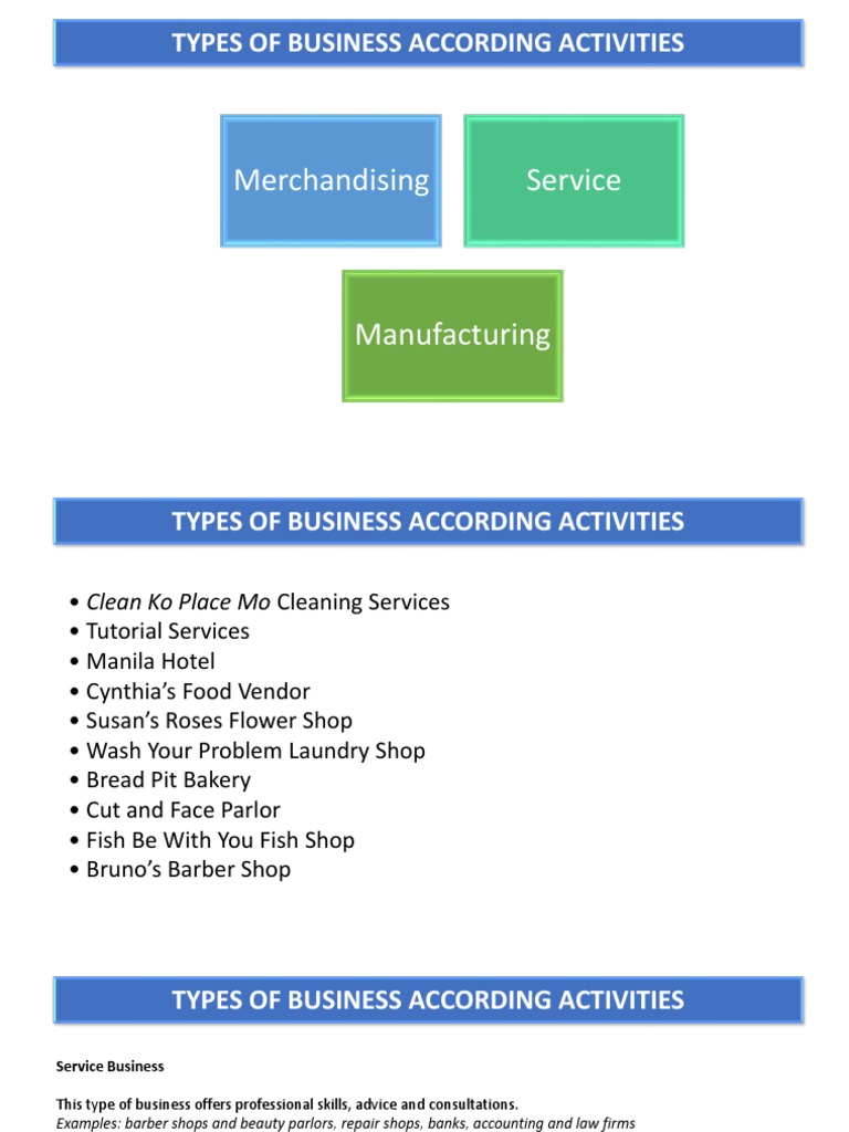 Types of Business According Activities | PDF