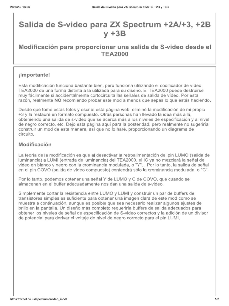 Salida de S-Video para ZX Spectrum | PDF