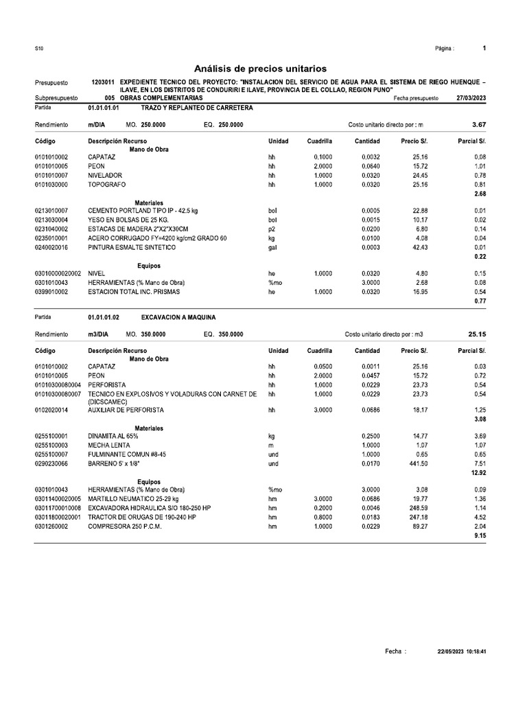 Acu Obras Complementarias Ok | PDF