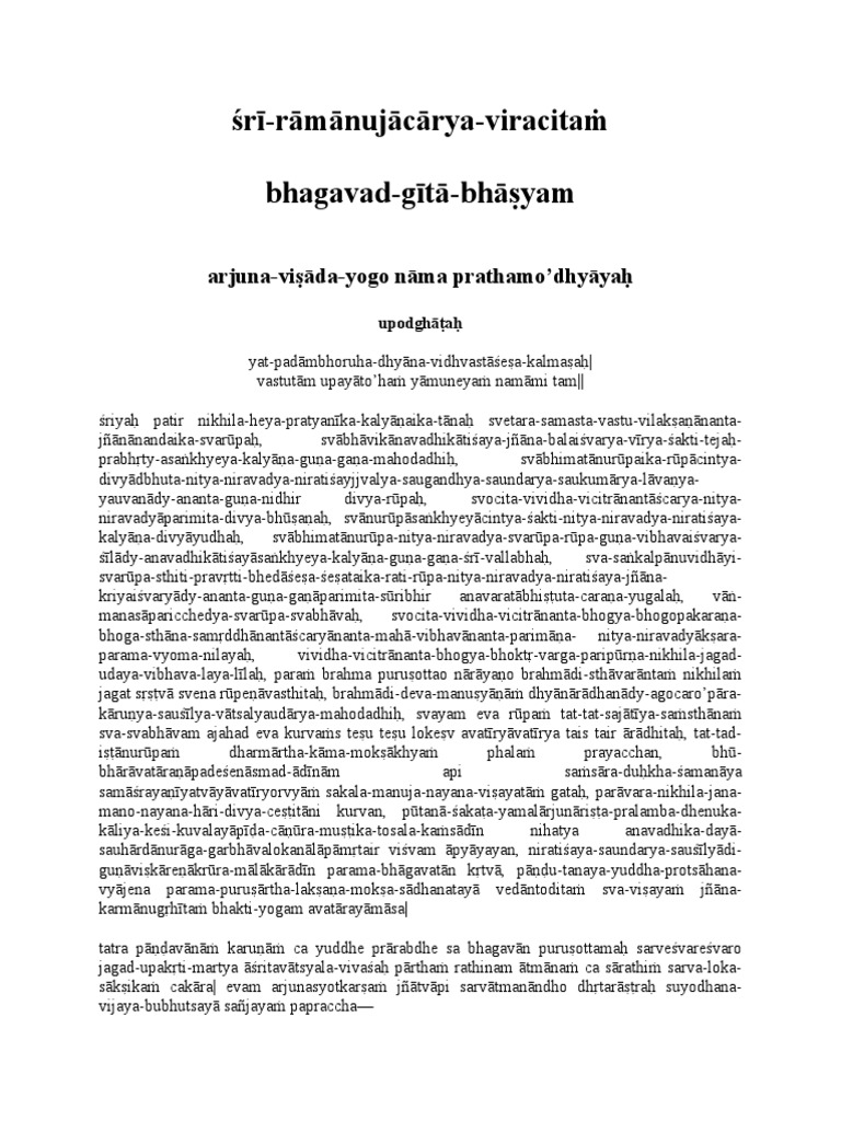 Bhagavad Gita Bhasya - Ramanuja | PDF