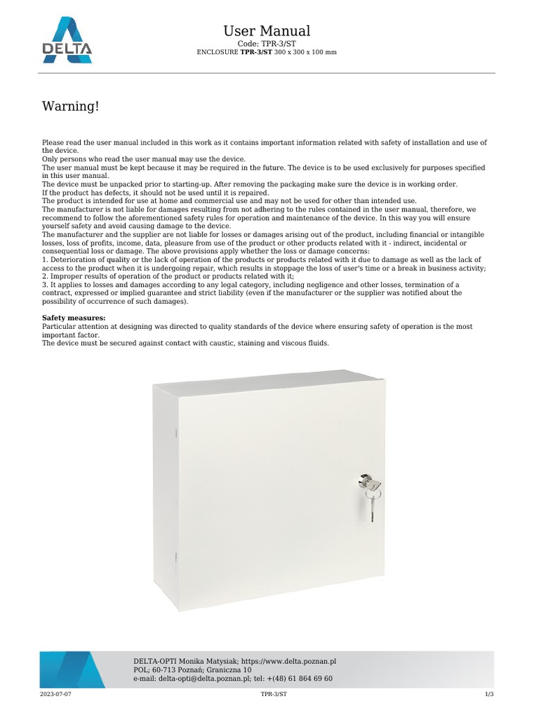 Delta-Opti Instruction-TPR-3 - ST | PDF