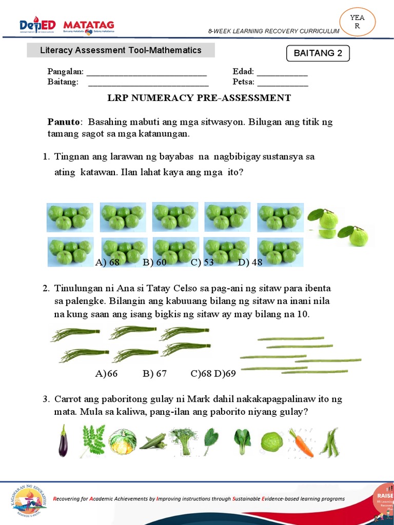 LRC Pre Assessment For Grade 2 | PDF