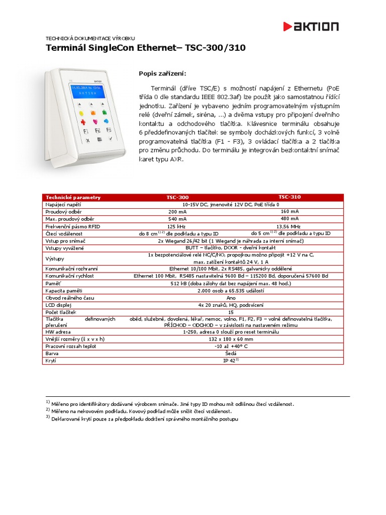 Terminál SingleCon Ethernet - TSC-300/310 | PDF