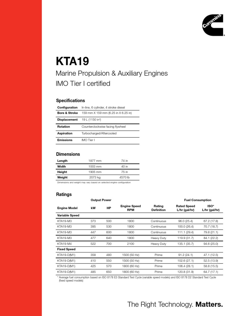 Cummins K19 Auxiliary Spec Sheets | PDF | Engines | Cummins