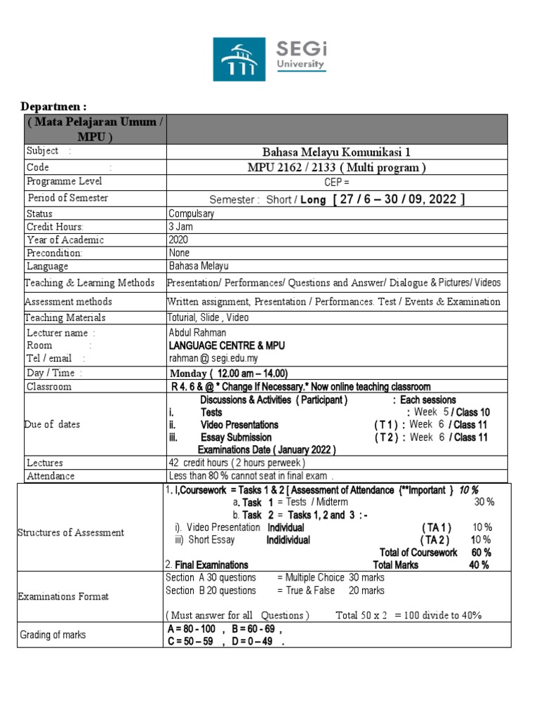 Performa BMK 1 (Introductions Teaching) | PDF | Indonesian Language | English Language