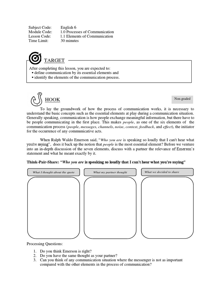 04 LG 1.1 Elements of Communication | PDF