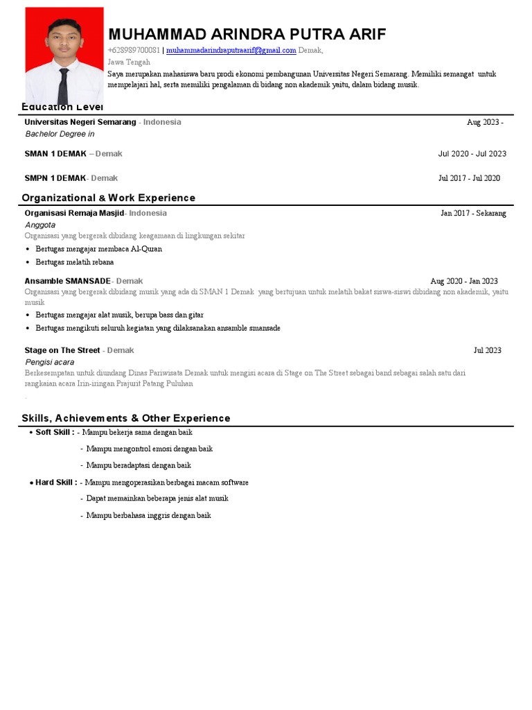 52_Muhammad Arindra Putra Arif_Amerta_CV | PDF