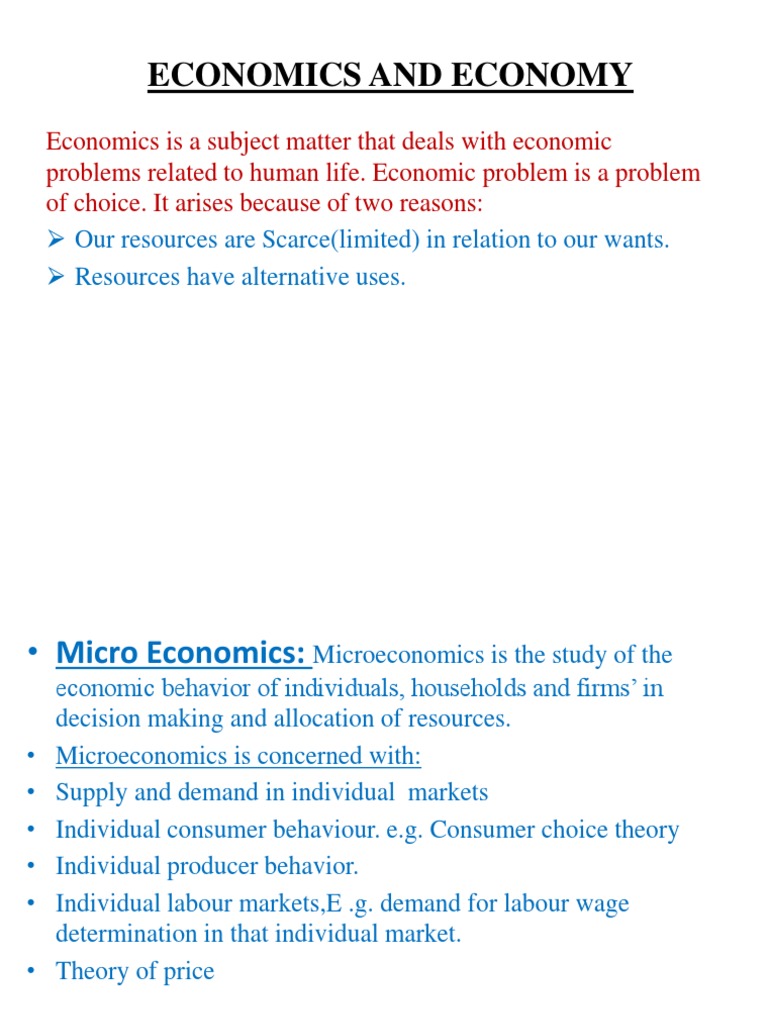 Introduction (Economics and Economy - and - Central Problems) | PDF ...