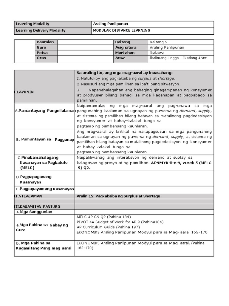 Ap9 - Leq2 Melc9 W5D3 | PDF