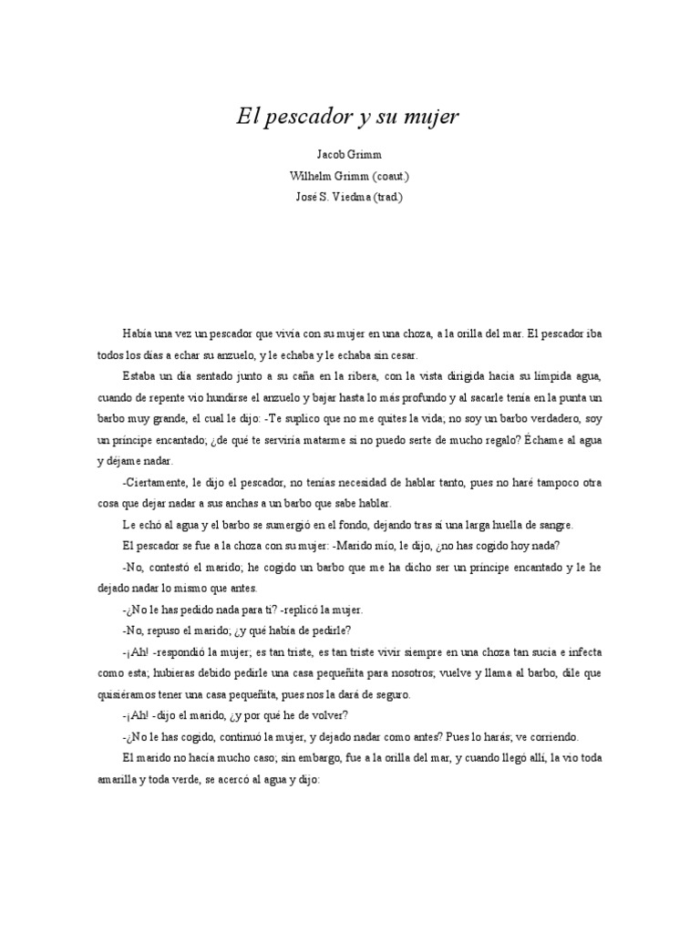 El pescador y su mujer: un cuento clásico | PDF