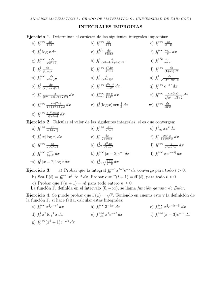 Integrales Impropias y Función Gamma | PDF | Integral | Funciones y mapeos