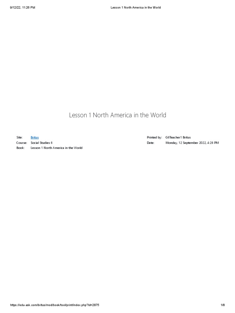 North America in the World Lesson 1 | PDF | Publishing | Written ...