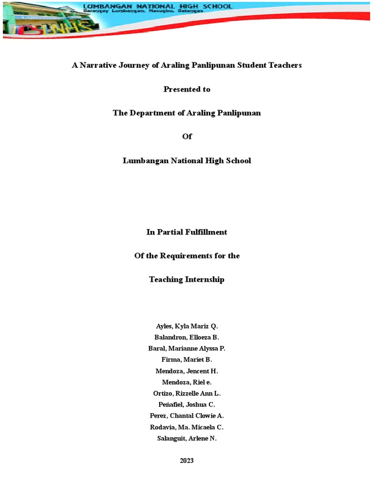 A Narrative Journey of Araling Panlipunan Student Teachers | PDF ...