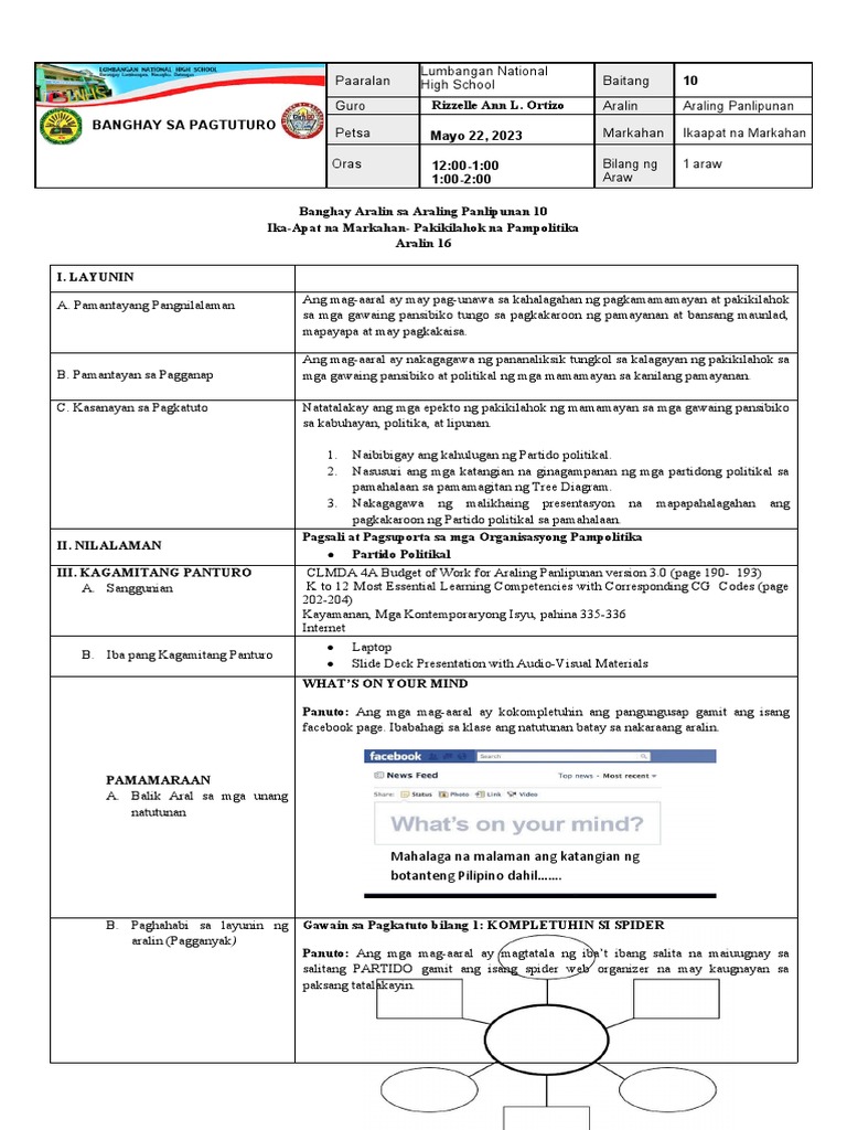 Ralo-Dlp-Day-1-Week-5-Grade 10 (Partido Politikal) | PDF