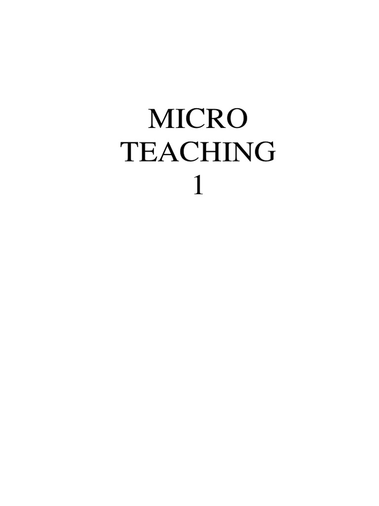 Micro Teaching 1 | PDF