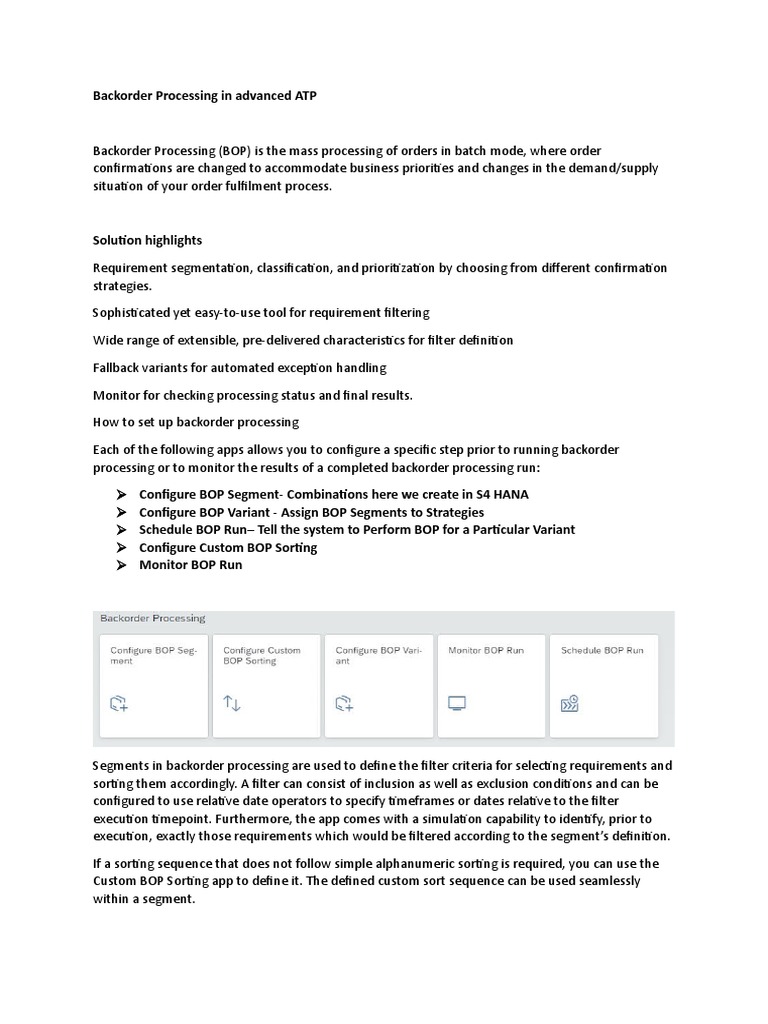 Backorder Processing in advanced ATP | PDF | Computing