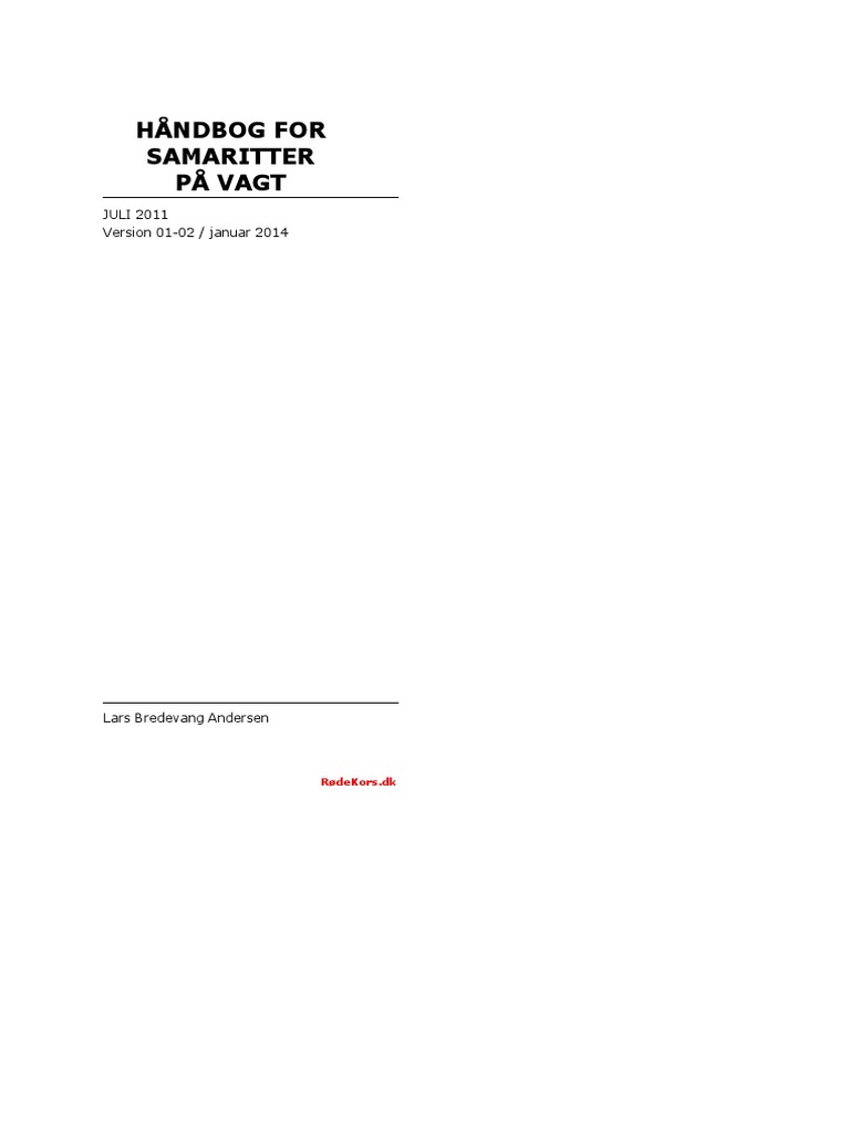 Håndbog For Samaritter På Vagt | PDF