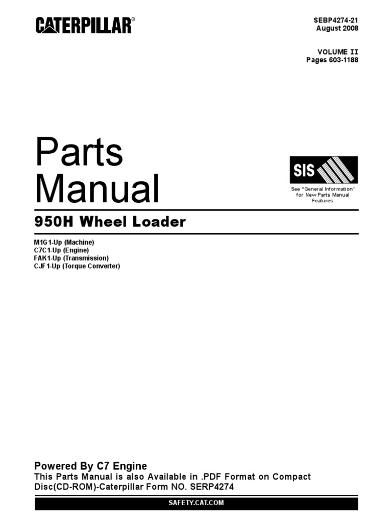 Service Manual Caterpillar 950H Parts Manual (Preview) | PDF