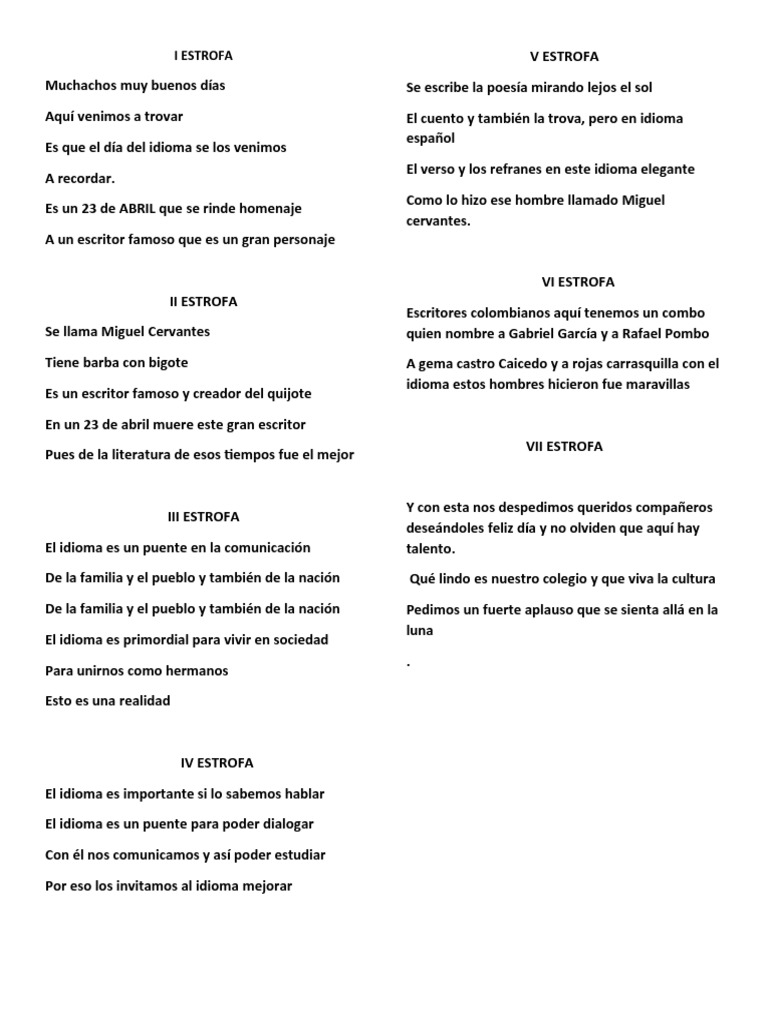 Trovas Dia Del Idioma | PDF