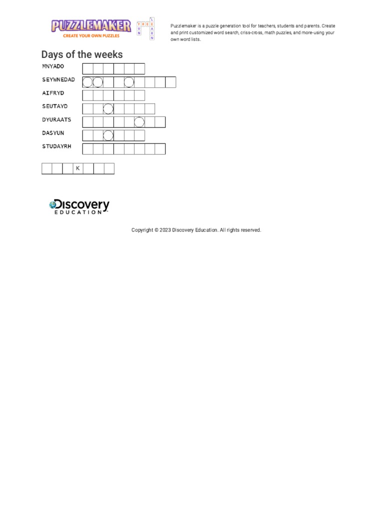 Double Puzzle Puzzle _ Discovery Education Puzzlemaker (2) | PDF