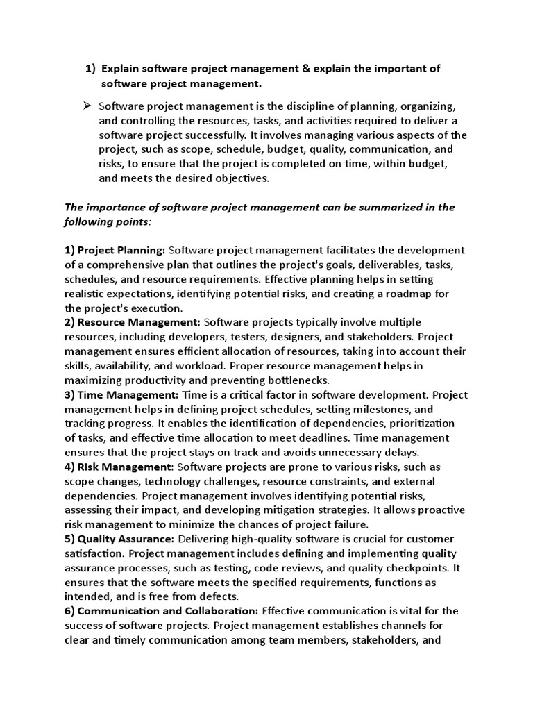 SPM Question Answer | PDF | Project Management | Business