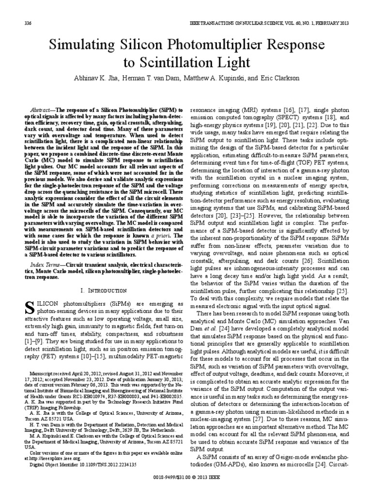 Ieee Tns Sipm Modeling | PDF | Capacitor | Electrical Resistance And ...