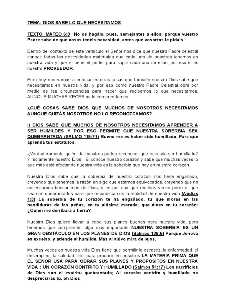 Dios Sabe lo que Necesitamos | PDF | Religión y espiritualidad