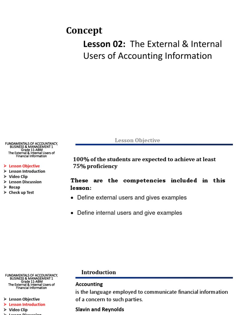 Internal and External Users of Accounting | PDF | Accounting | Investing